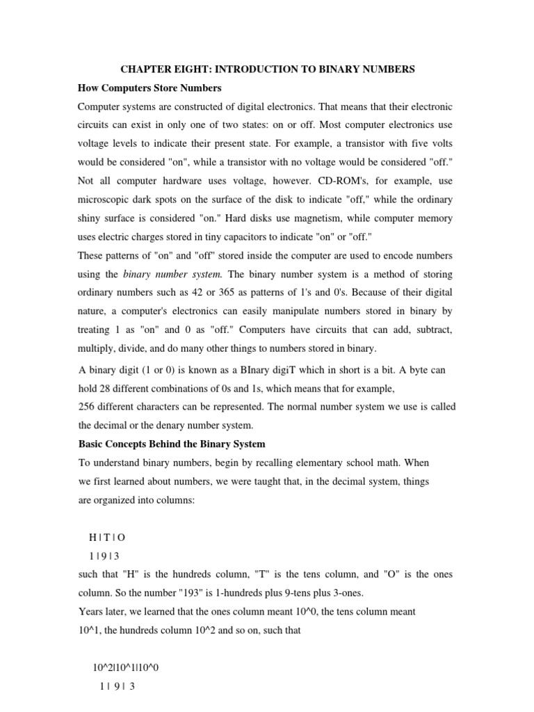 Chapter 8 Introduction To Binary Numbers | PDF | Arithmetic ...