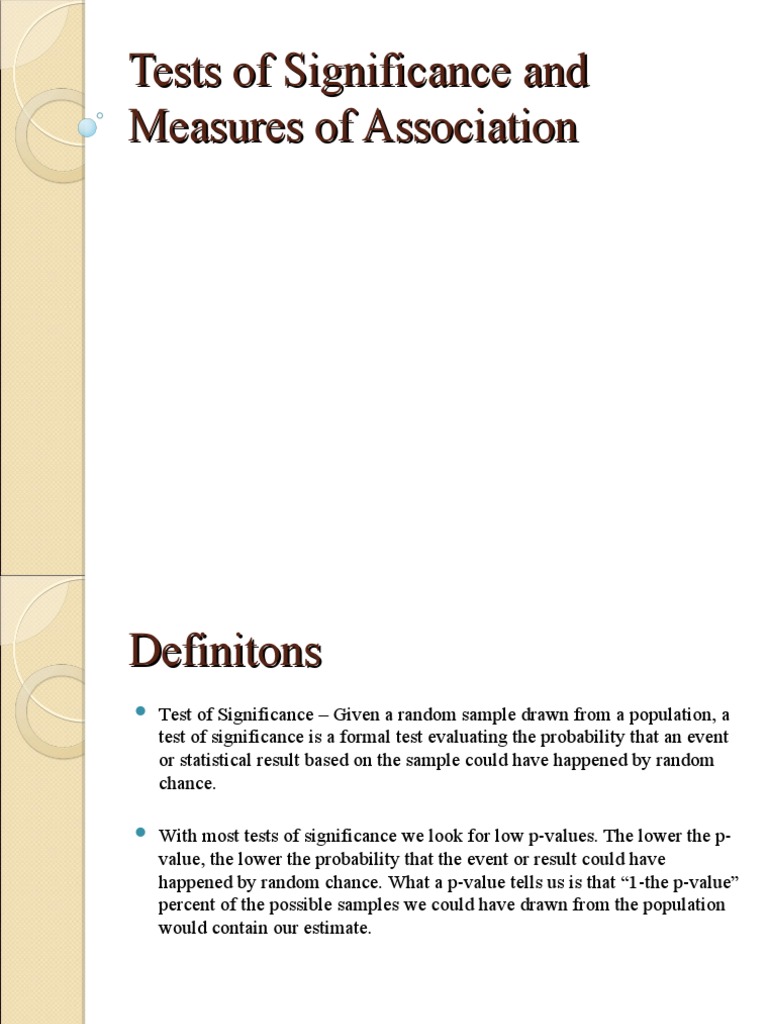 Tests of Significance and Measures of Association | PDF | Statistical ...