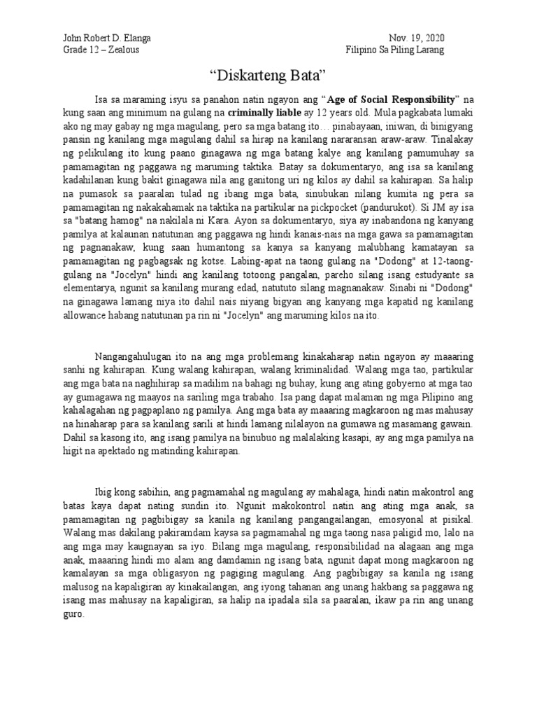 Diskarteng Bata | PDF