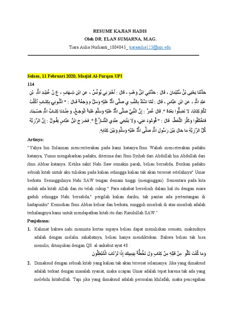 Resume Kajian Hadis | PDF