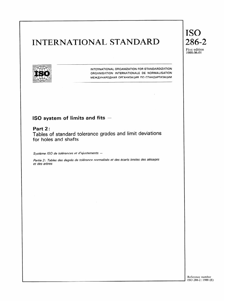 ISO 286 - Limits & Fits | PDF | Engineering Tolerance | International ...