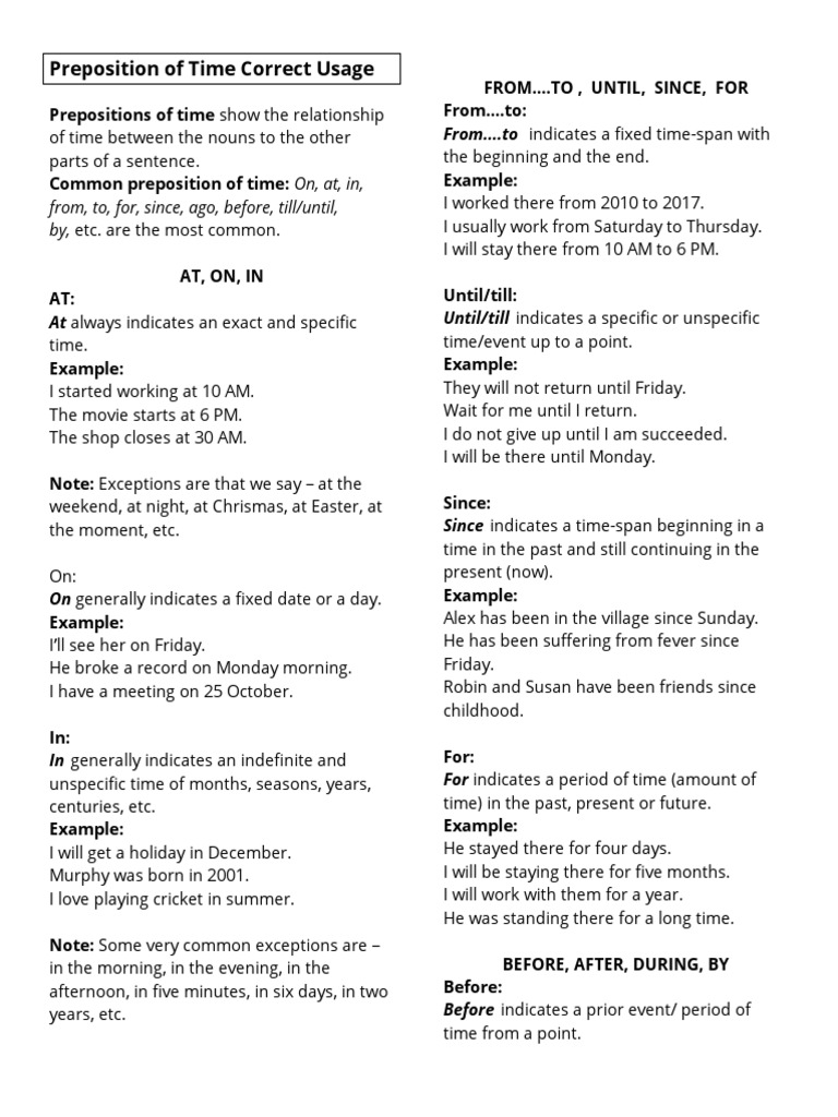 Preposition Correct Usage English Grammar | PDF | Preposition And ...