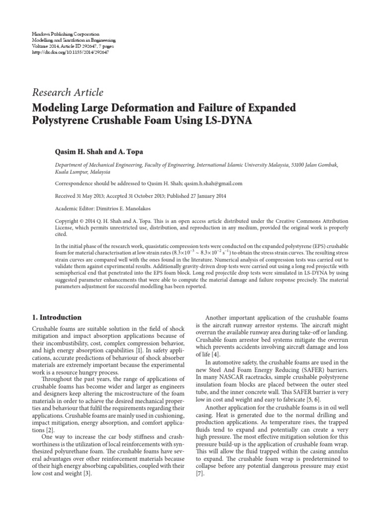 Modeling Large Deformation And Failure Of Expanded Polystyrene