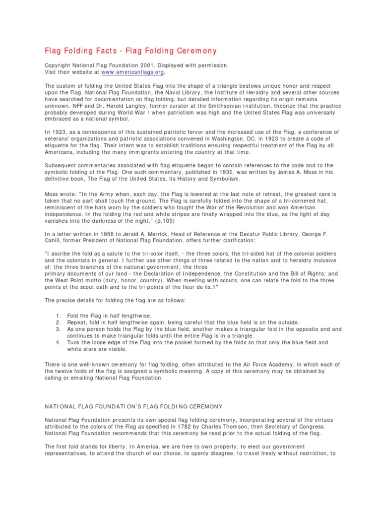 Flag Folding Ceremony | PDF | Flag Of The United States | Flag