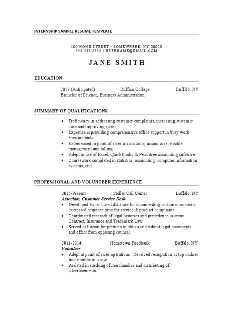 Internship Resume Example | PDF