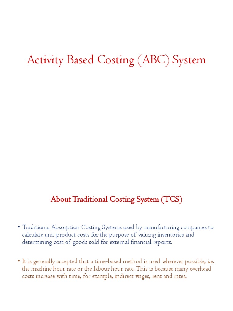 Activity Based Costing Abc System Pdf Management Accounting