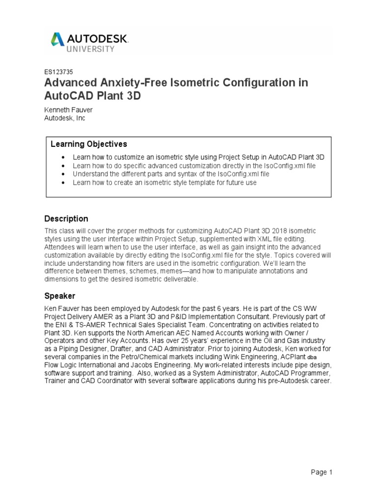 Advanced Isometric Configuration in AutoCADPlant3D | PDF | Xml ...