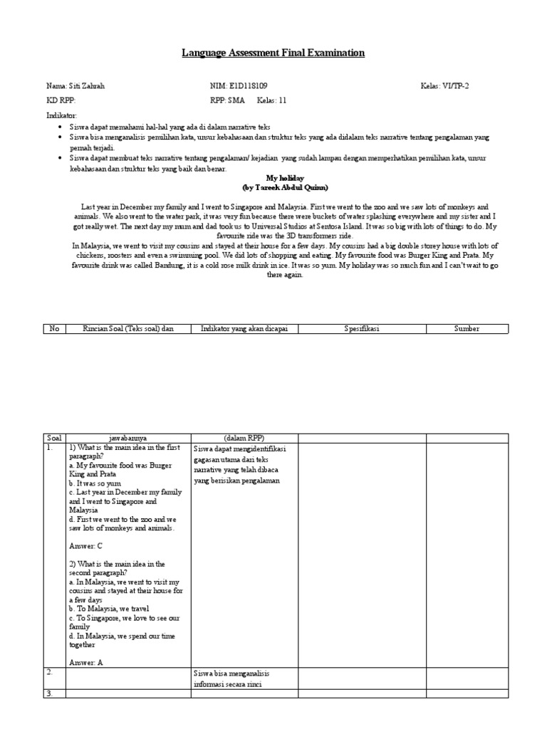 Language Assessment: Narrative Text Analysis | PDF