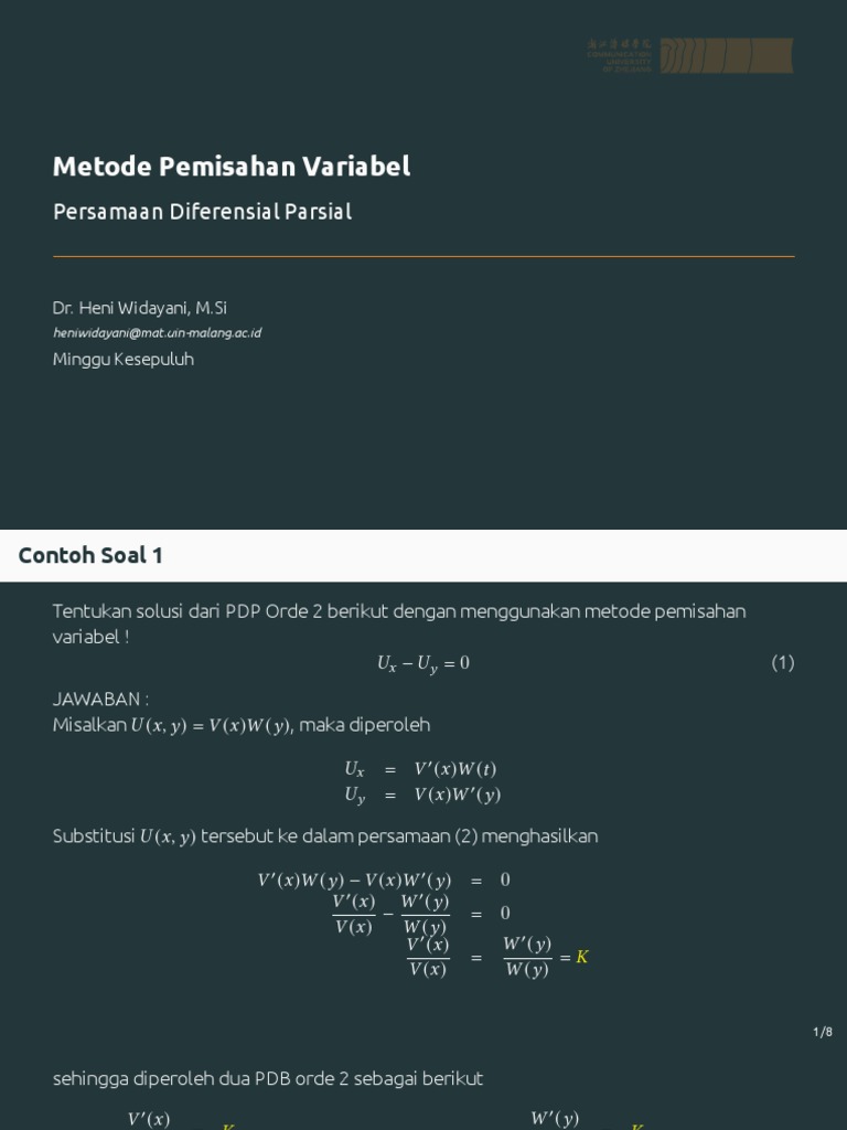 Pemisahan Variabel PDP Orde 2 | PDF