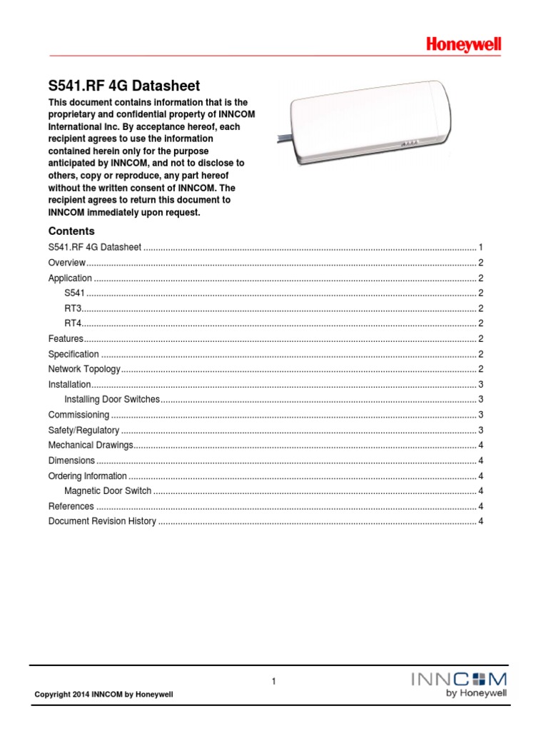 S541.RF 4G Datasheet | PDF | Thermostat | Radio