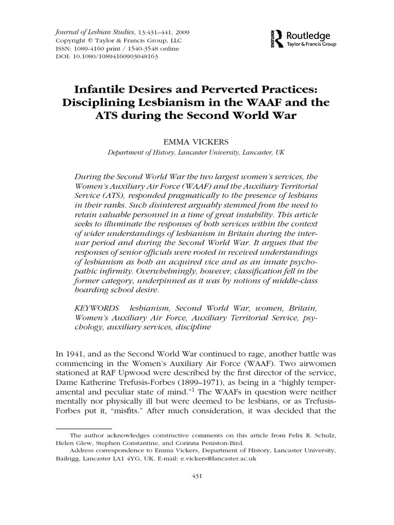 Infantile Desires and Perverted Practices Disciplining Lesbianism in ...