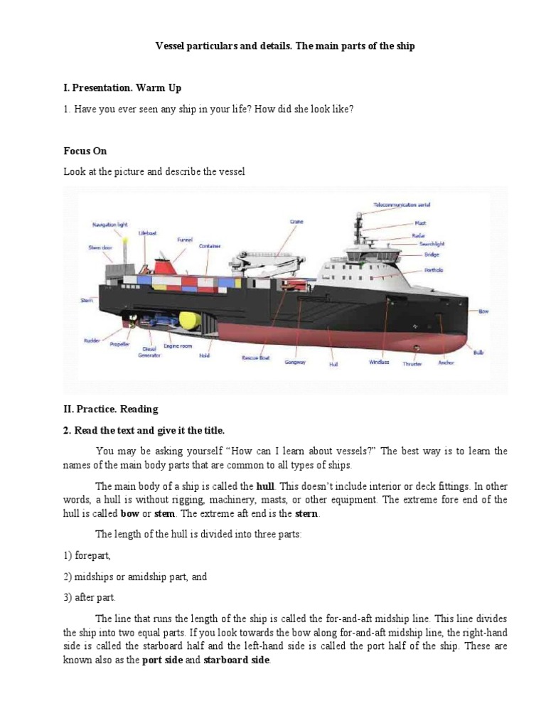 Vessel Particulars and Details. The Main Parts of The Ship | Download ...