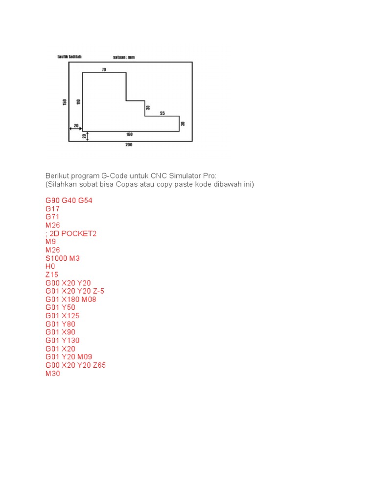 Berikut Program G-Code Untuk CNC Simulator Pro: (Silahkan Sobat Bisa Copas Atau Copy Paste Kode ...