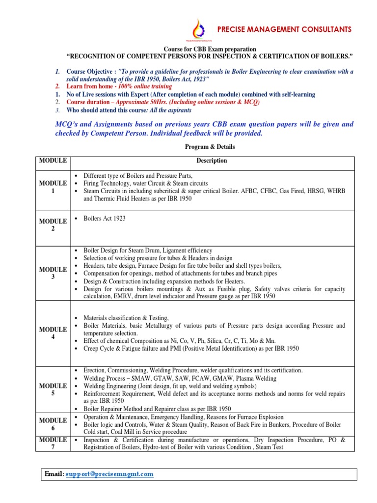 CBB Exam Preparation Course | PDF | Boiler | Steam