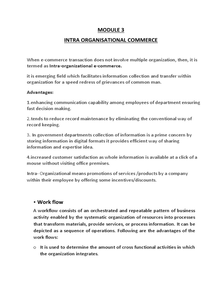 Intra Organisational Commerce: Advantages | PDF | Supply Chain ...