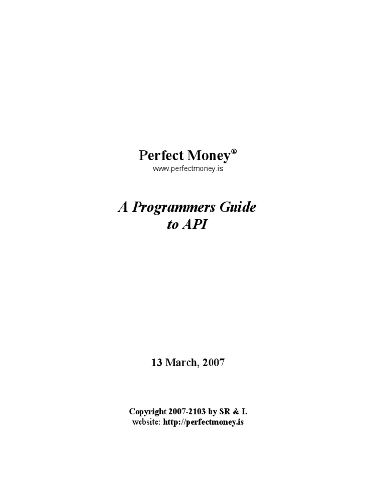 Perfect Money: A Programmers Guide To API | PDF | Payments | World Wide Web