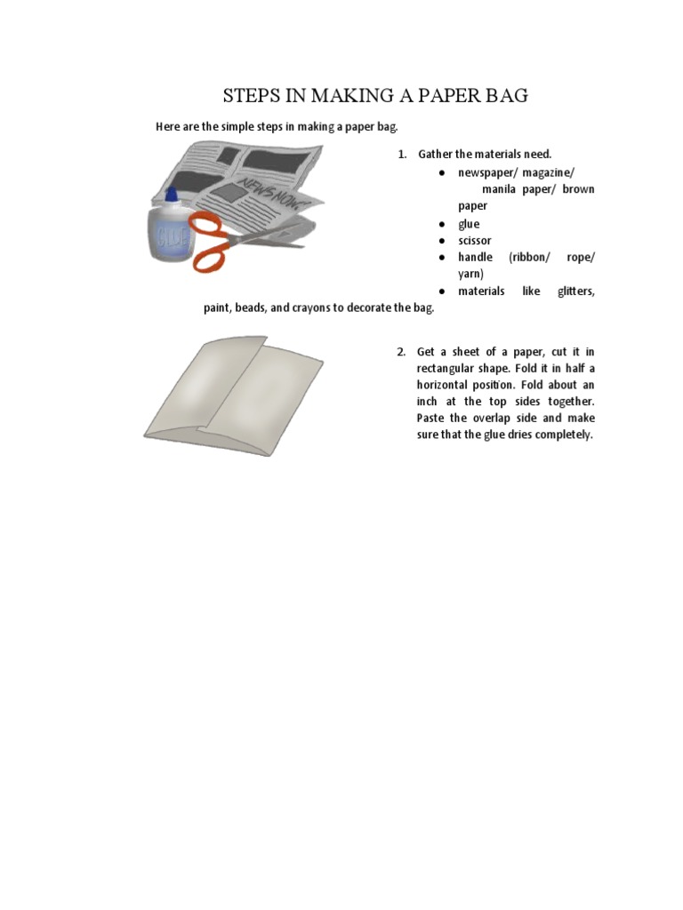 Steps in Making A Paper Bag | PDF | Paper | Crafts