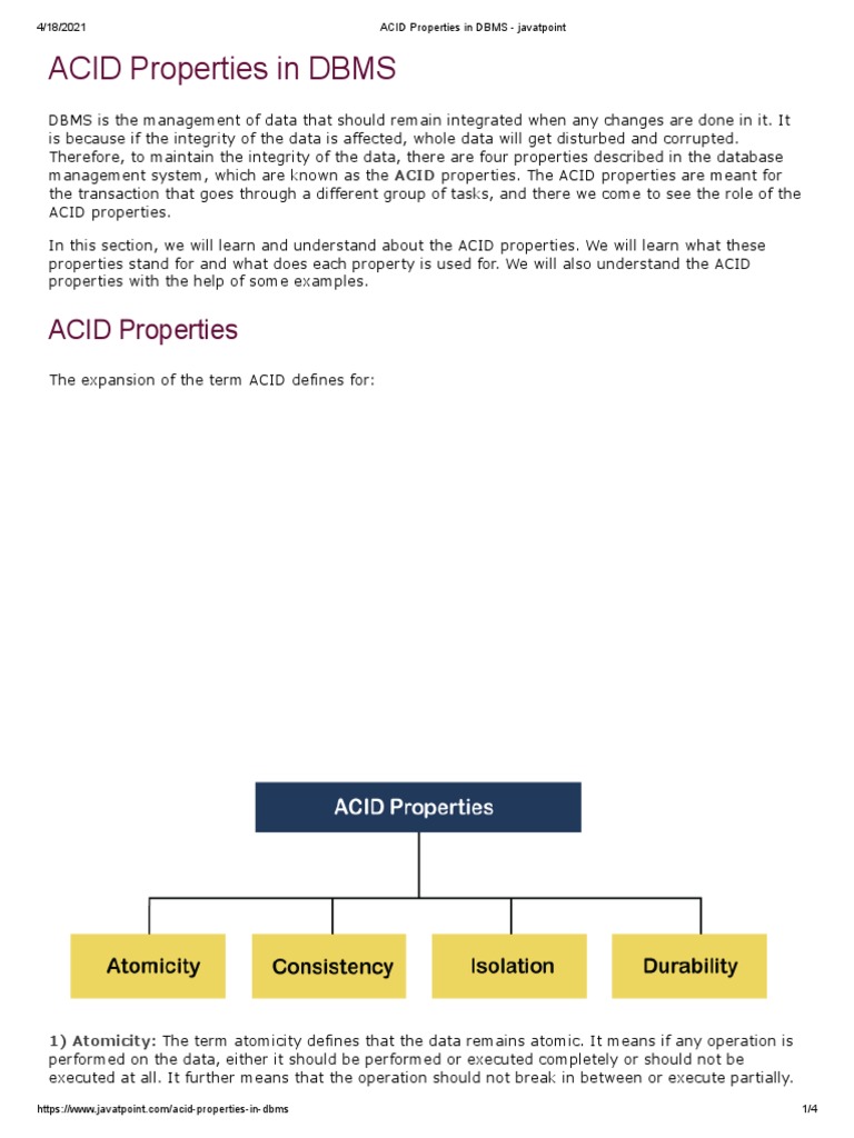 ACID Properties in DBMS.8 | PDF | Database Transaction | Acid