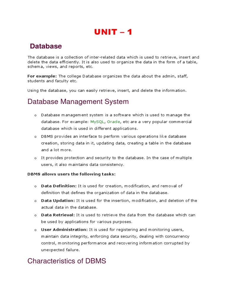Dbms Notes | PDF | Relational Database | Databases Dbms Notes | PDF | Relational Database | Databases