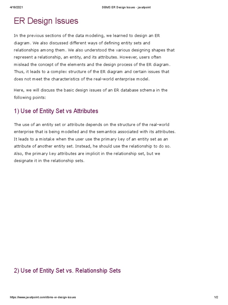 DBMS ER Design Issues - Copy Unit.2 | PDF | Conceptual Model | Databases