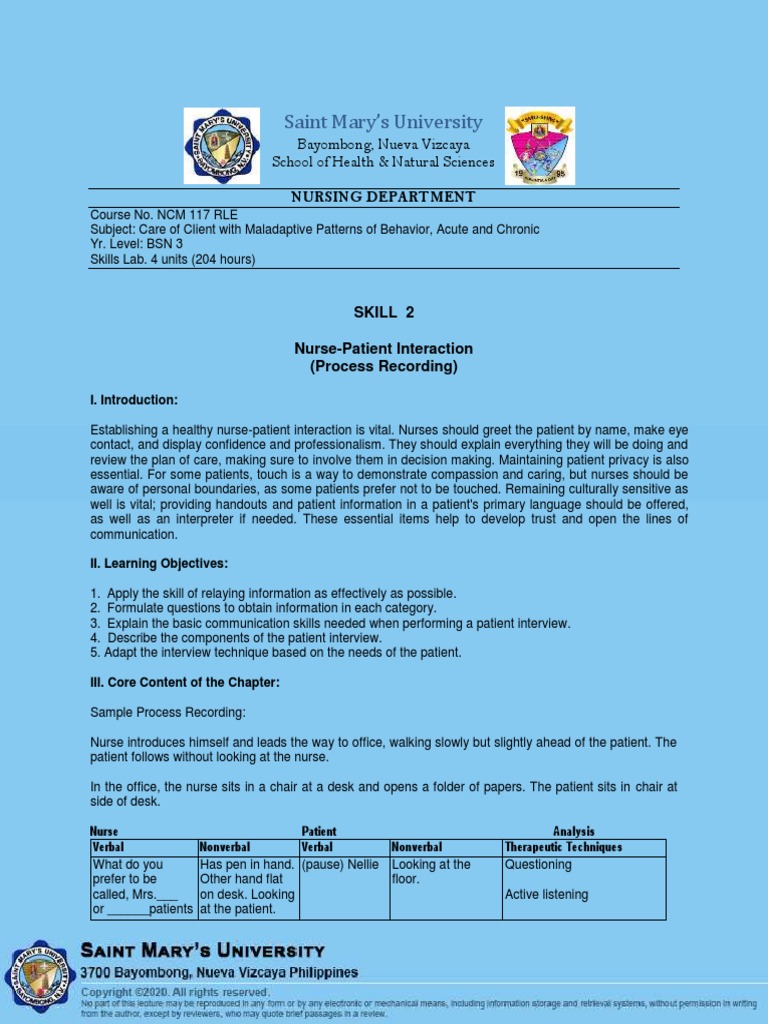 NPI Process Recording | PDF | Nonverbal Communication | Nursing