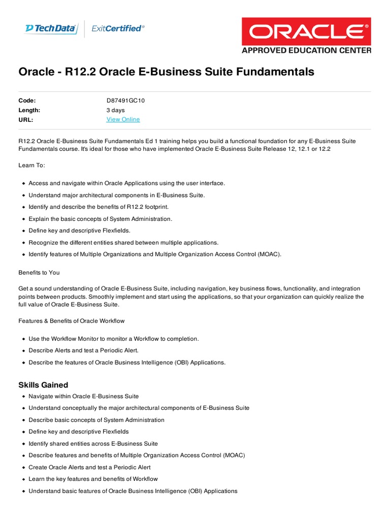 r12 2 Oracle e Business Suite Fundamentals | PDF | Electronic Business ...