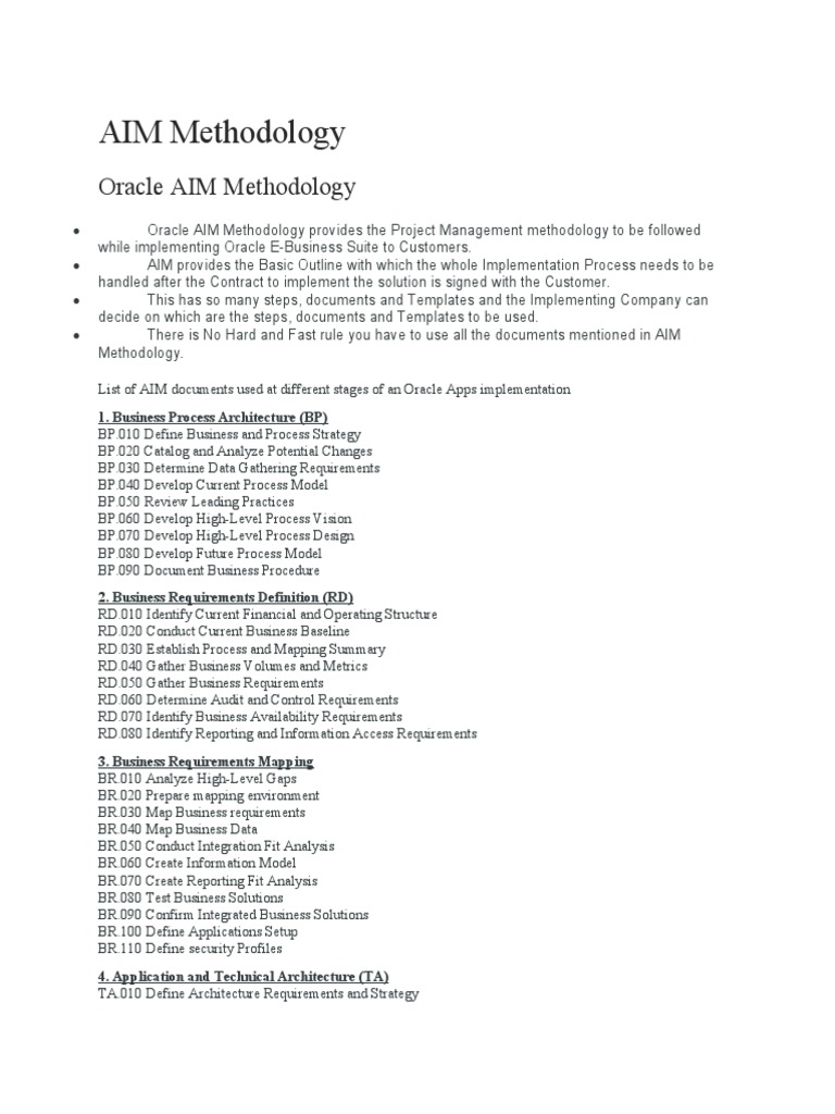 AIM Methodology | PDF | Documentation | Databases