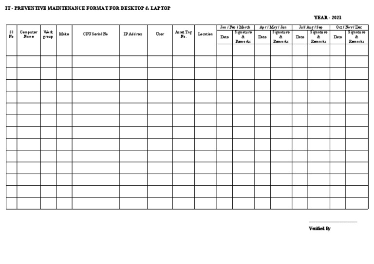 6 Preventive Maintenance Format For Desktop Laptop | PDF