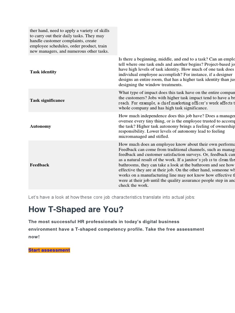How T-Shaped Are You?: Task Identity | PDF | Motivation | Motivational