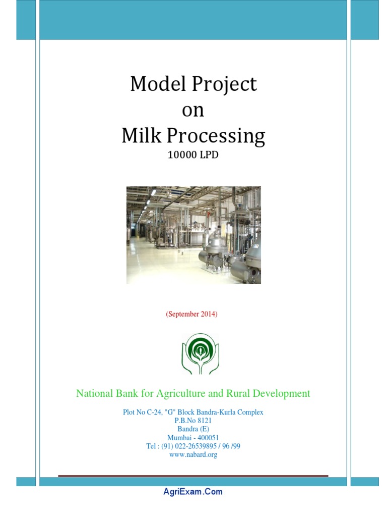 Model Project On Milk Processing: National Bank For Agriculture and ...