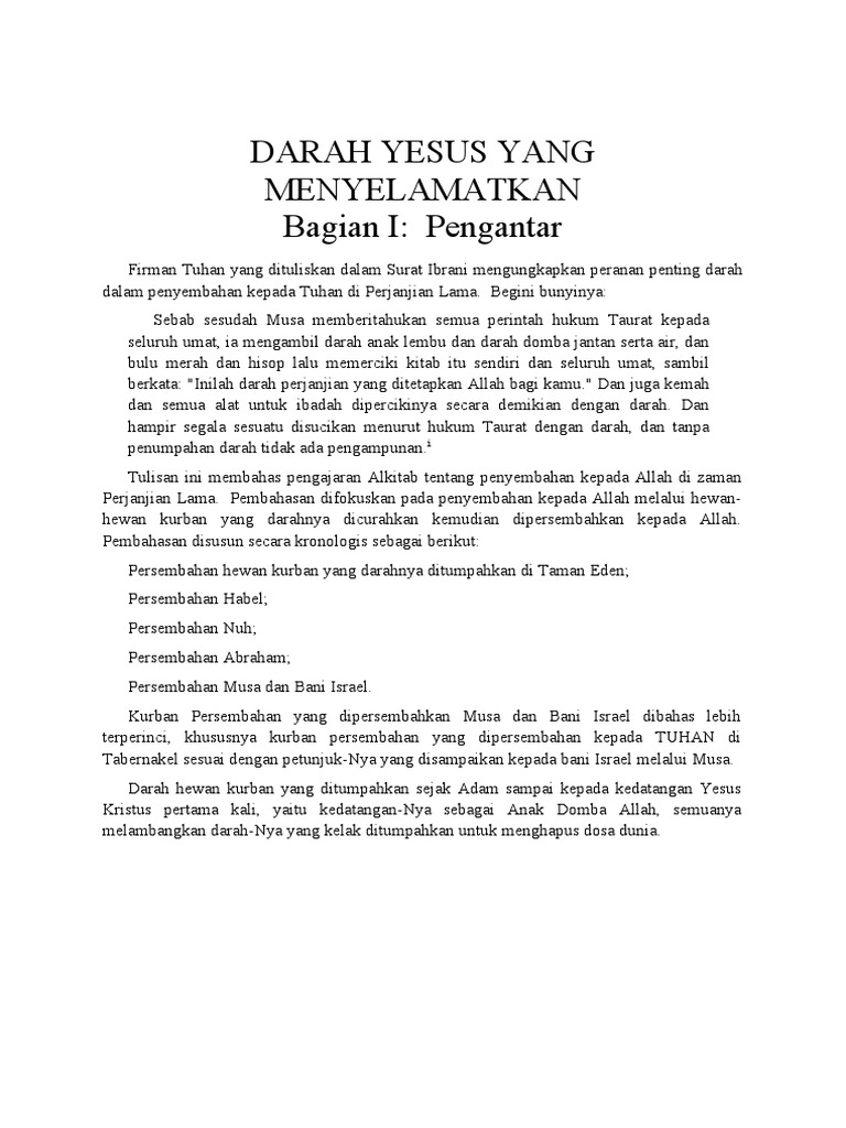 A. Darah Yesus Yang Menyelamatkan - Bagian I - V | PDF