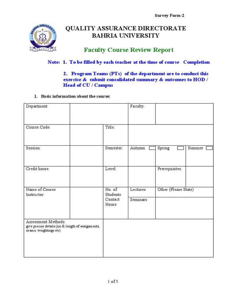 Survey Form Course Review | PDF | Curriculum | Human Nature