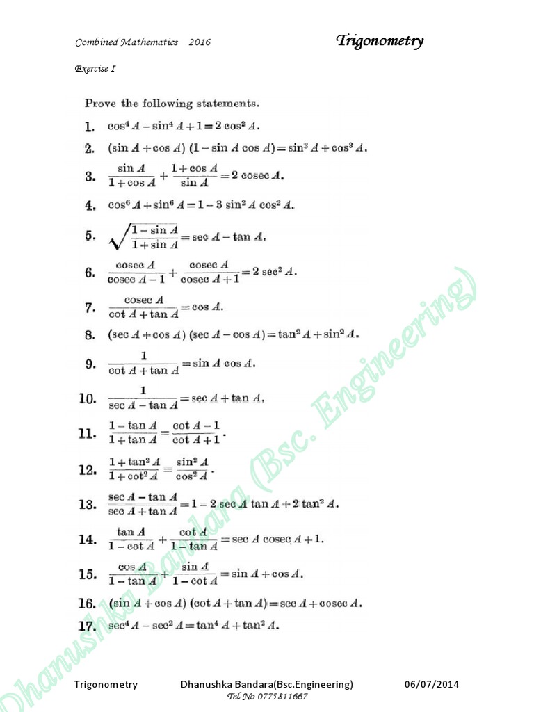CombinedMath Trigonometrywww - Edulanka.lk | PDF | Leisure