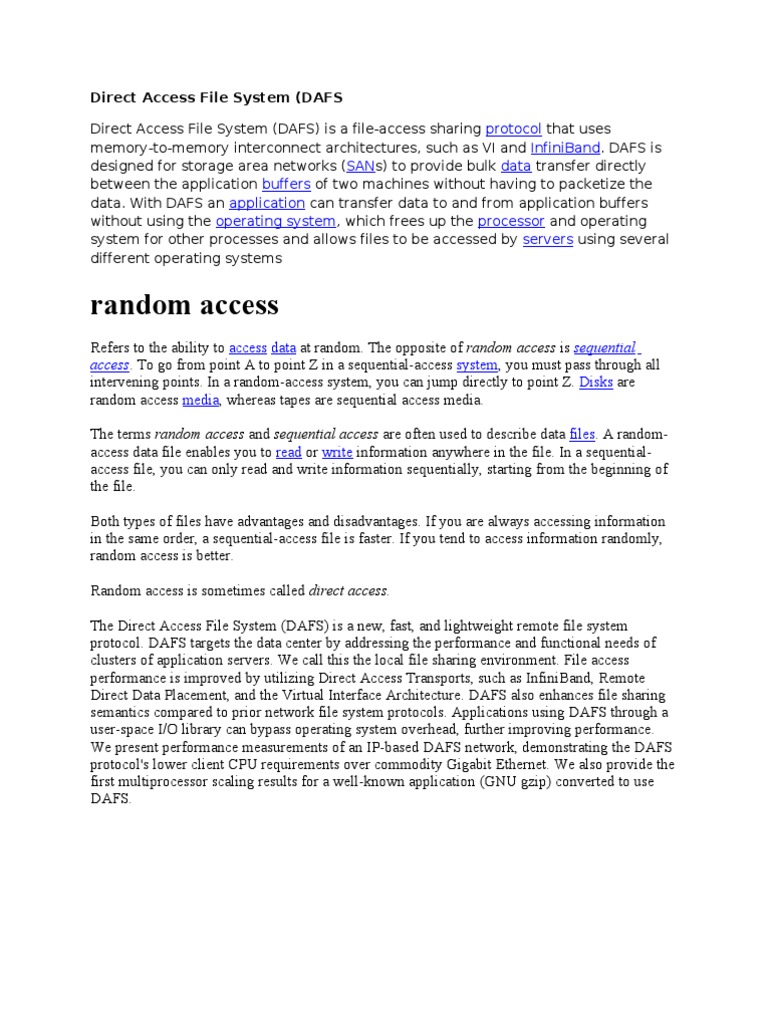 Direct Access File System | PDF | Computer File | File System