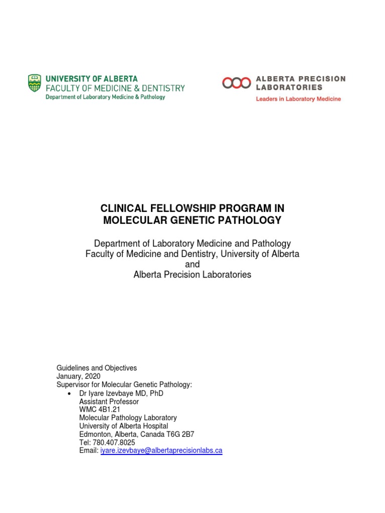 Mol Genetic Fellowship Program April 2020 | PDF | Pathology | Molecular ...