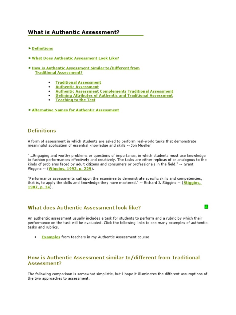 What Is Authentic Assessment | PDF
