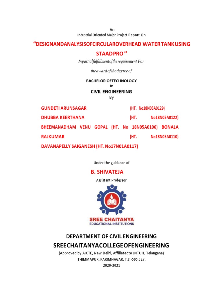 Design and Analysis of Circular Over Head Water Tank Using: Staad Pro ...
