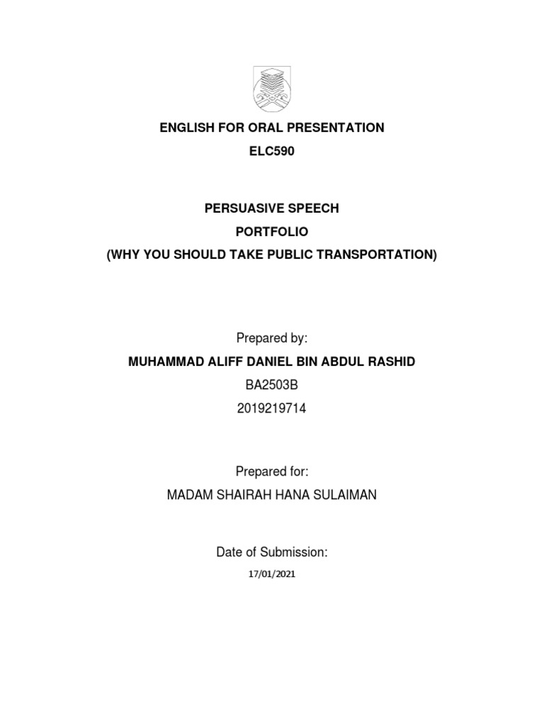 English For Oral Presentation ELC590: Prepared by | PDF | Public ...