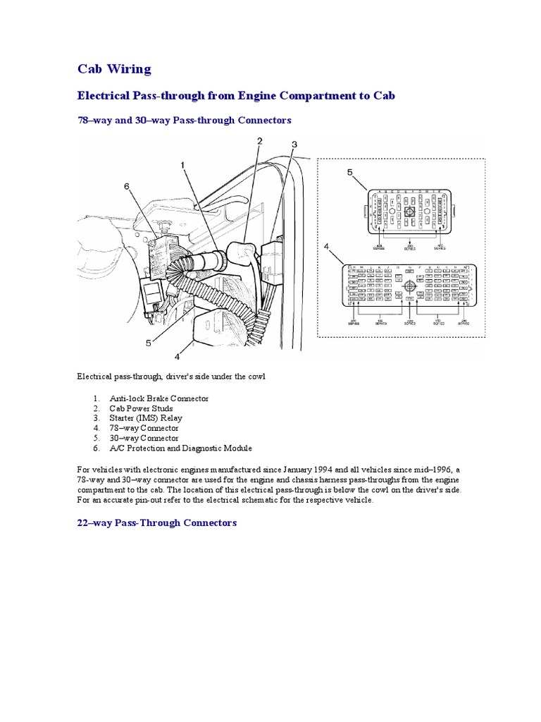 Cab Wiring: Electrical Pass-Through From Engine Compartment To Cab ...