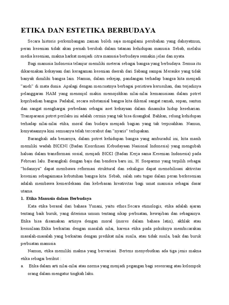 Etika Dan Estetika Berbudaya | PDF | Ilmu Sosial | Filsafat