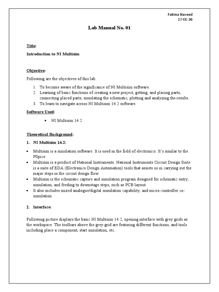 PE Lab.01 Manual | PDF | Electronics | Computer Science