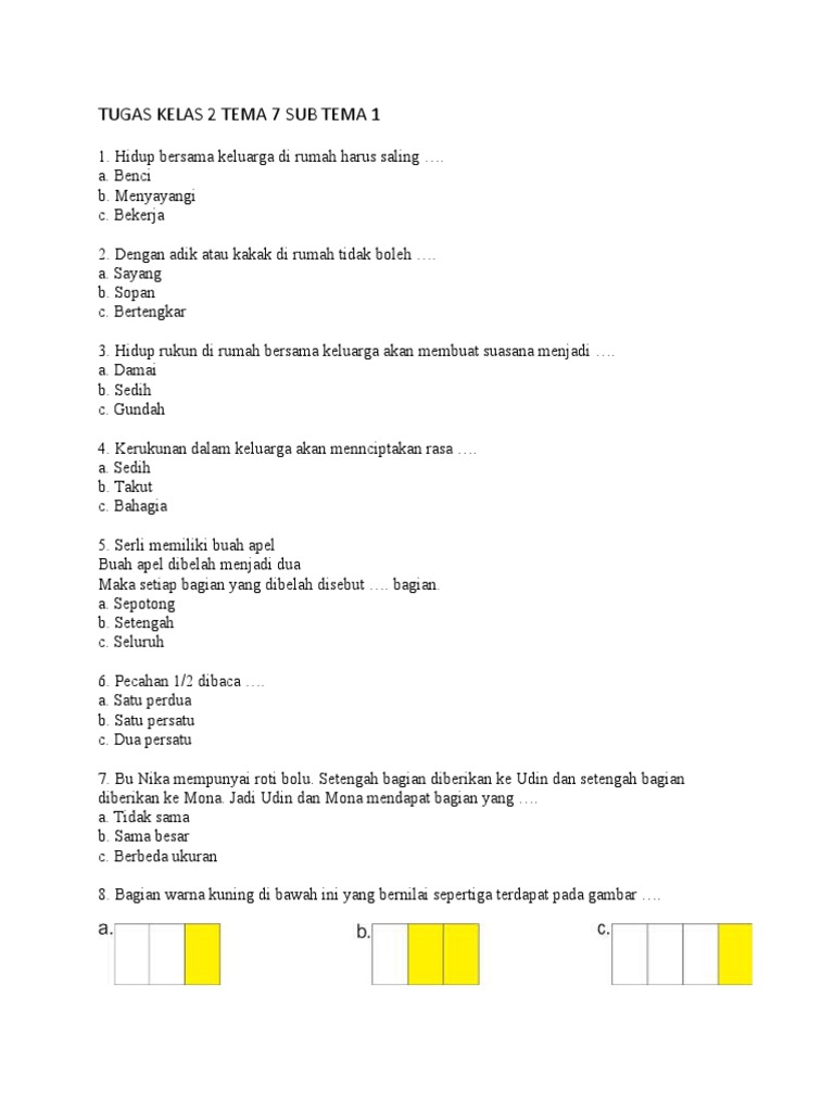 Tugas Kelas 2 Tema 7 Sub Tema 1 | PDF