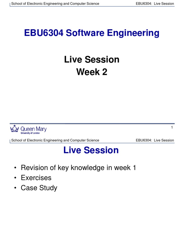 EBU6304 - W2 - Live - Summary - Exercises - Case Study | PDF | Agile Software Development | Software