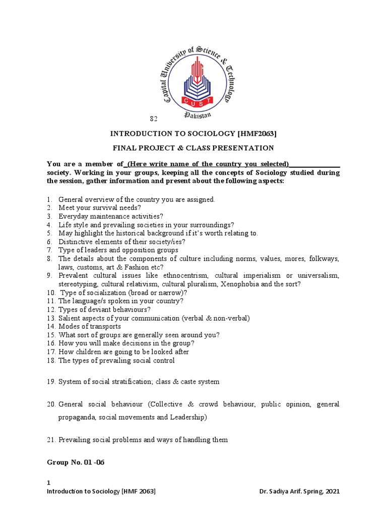 Sociology Project: Country Analysis Guide | PDF | Society | Human Nature