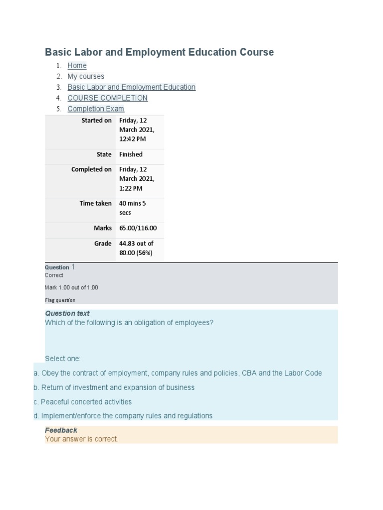 Basic Labor and Employment Education Course | PDF | Occupational Safety ...