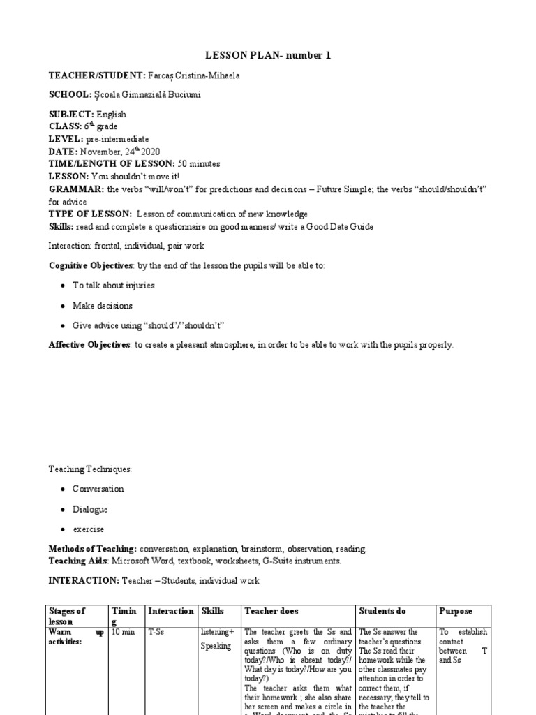 Lesson Plan | PDF | Scotland | Teachers