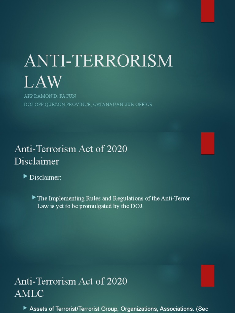 Anti Terrorism - Lecture Series 6 - Finance and AMLC | PDF | U.S ...