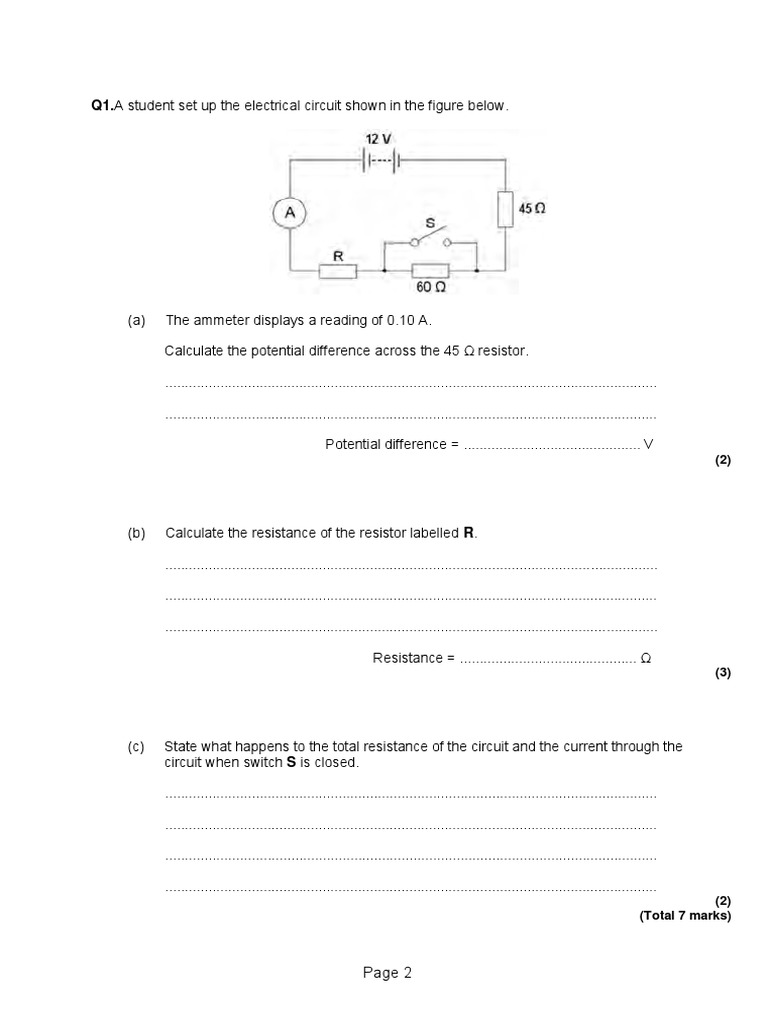 Current, Potential Difference & Resistance 2 QP | PDF | Incandescent ...