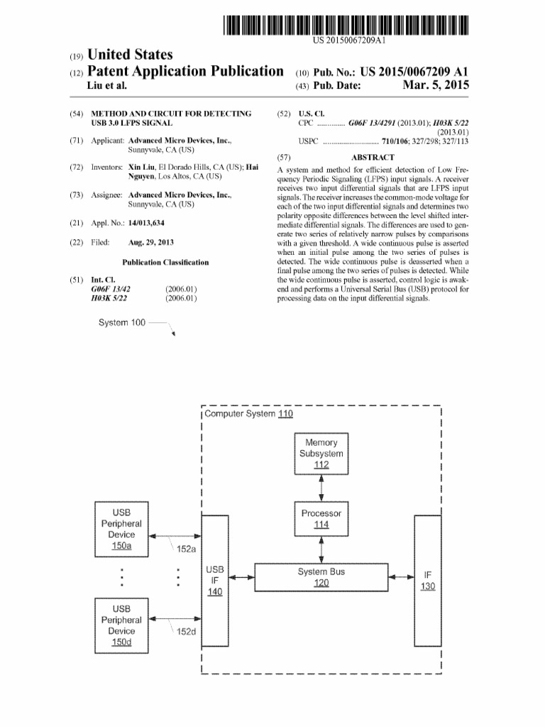 US Patent 2015 Method and Circuit For Detecting USB3.0 LFPS Signal ...