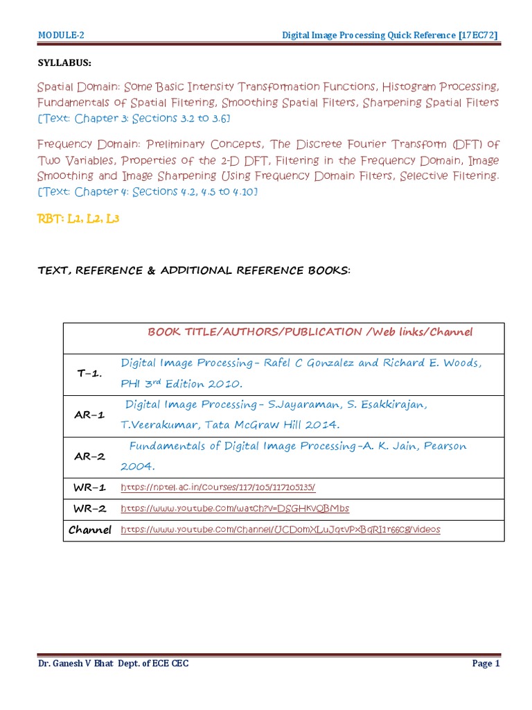 Module 2 DIP | PDF | Signal Processing | Teaching Mathematics
